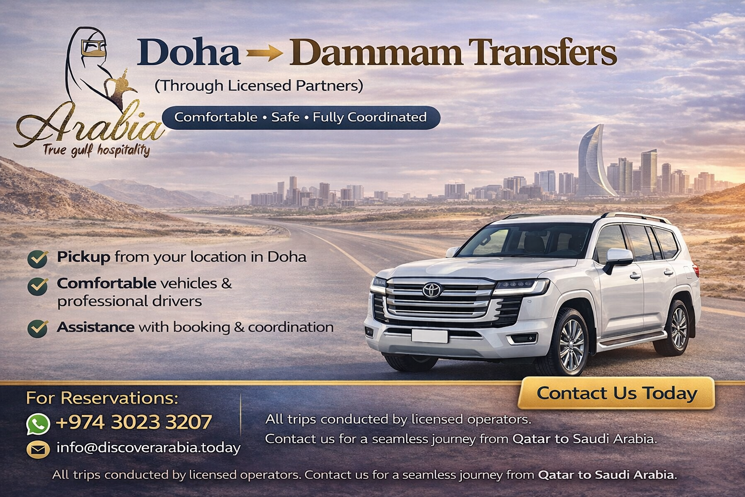 Best Doha To Dammam Transfers (Through Licensed Partners)
